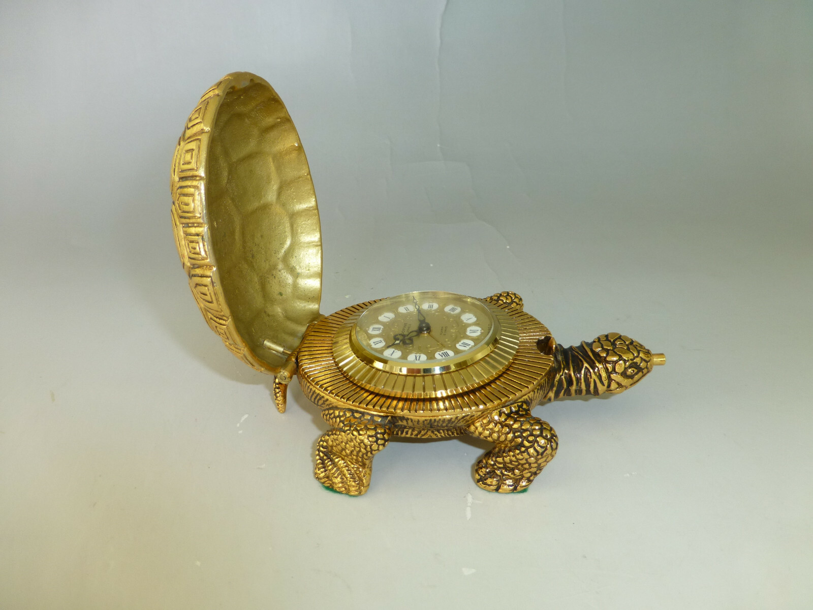 Vintage Swiss Looping Gold Tone Metal Turtle Tortoise Ornament 8Day ...