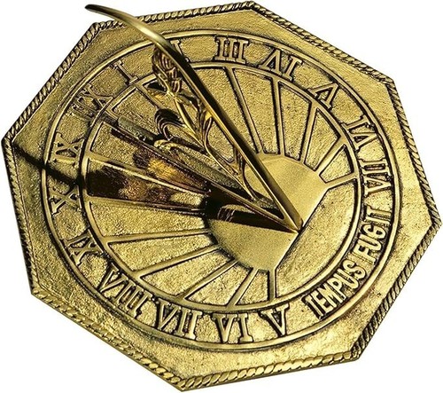 Classic Octagonal Sundial – 10Inch Diameter Hand-Carved Polished Brass ...