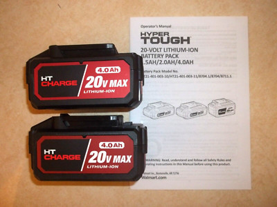 (2) NEW Genuine HYPER TOUGH 20V Max 20Volt 4.0Ah Lithium-Ion Batteries ...