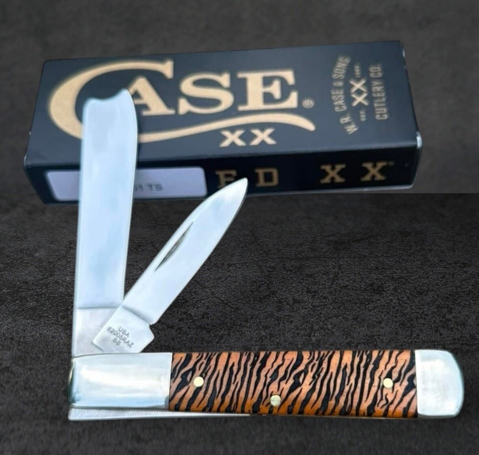 Case XX Razor Tiger Stripe Orange Bone Stainless Pocket Knife | eBay