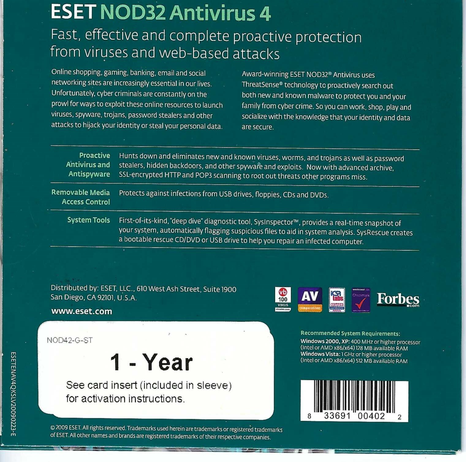 ESET Smart Security Premium 1 Year 1 PC Or Laptop OEM CD And Key Card ...
