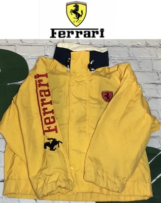 Ferrari Full Zip Windbreaker Rain Jacket Kids Sz 8 Yellow | eBay