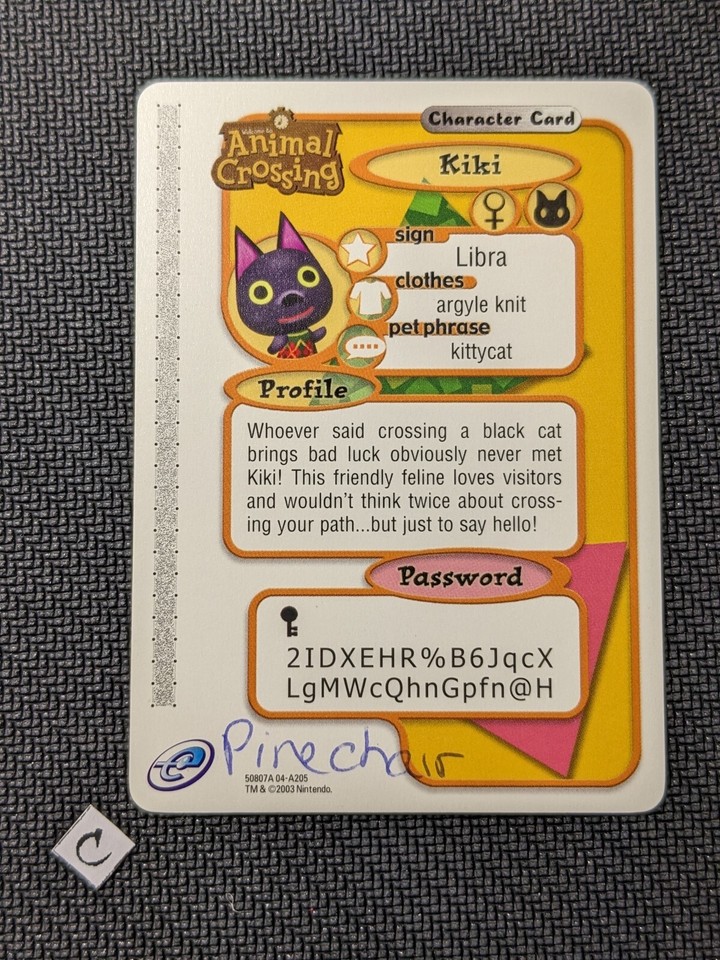 Animal Crossing eReader Kiki 205 Nintendo Character Card GBA Series 4 ...
