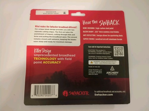 Swhacker Broadheads Expandable # 207 100Gr 2" 3pk w/ Practice Head ...
