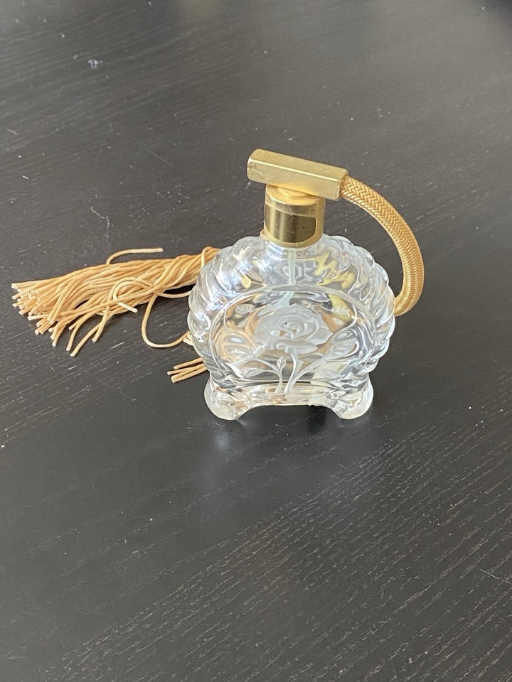 Victoria Secret Perfume Bottle Gold Atomizer Frosted Rose 4 Inch Tassel ...