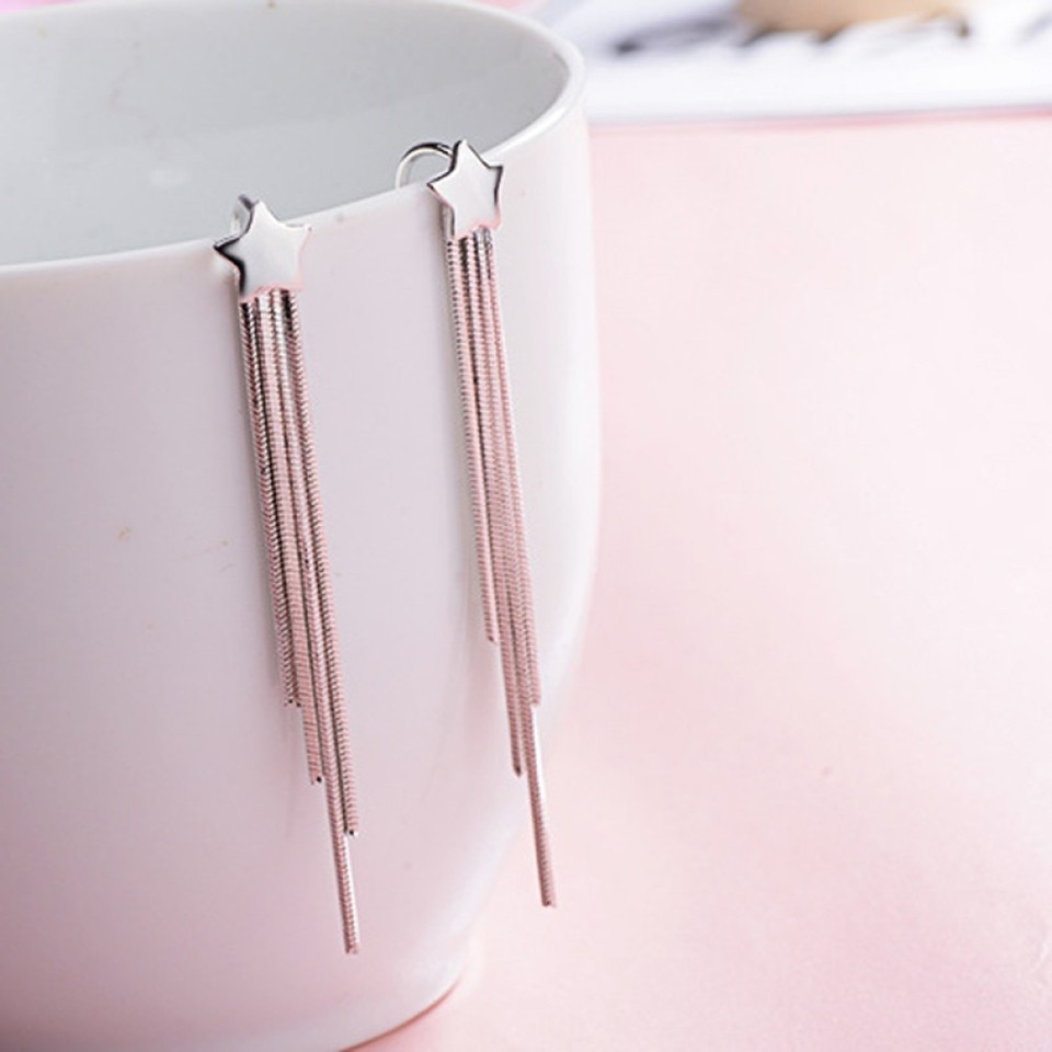Womens Fashion Creative Star Earrings Studs Long Dangle Tassel Drop ...