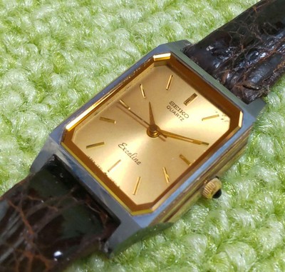 SEIKO EXCELINE Ladies Quartz Watch Gold Dial Model 1221-5020 Tested | eBay