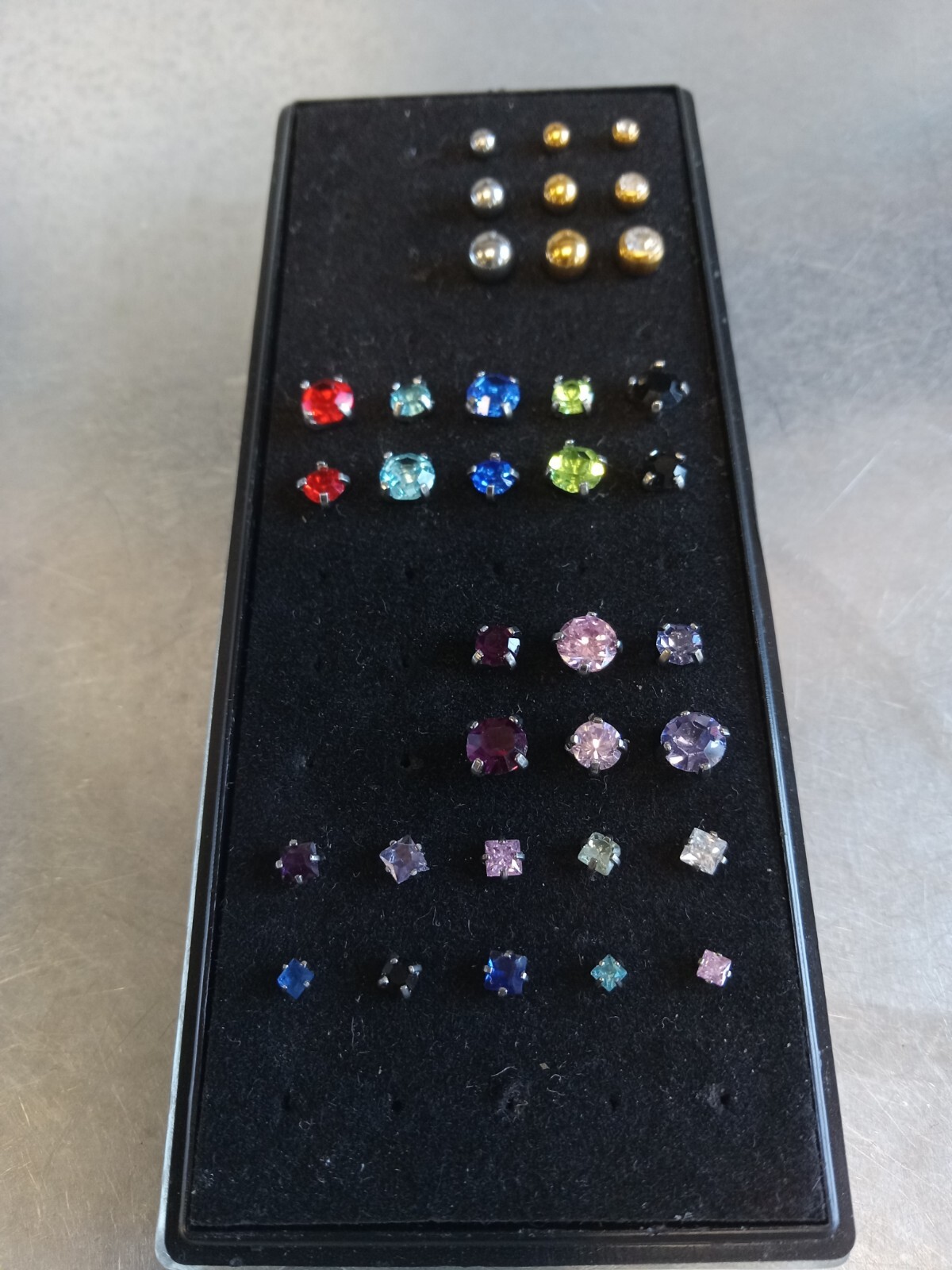 STEEL SQUARE CZ TOP MICRO DERMAL PIERCING JEWELRY INTERNALLY THREAD 14G ...