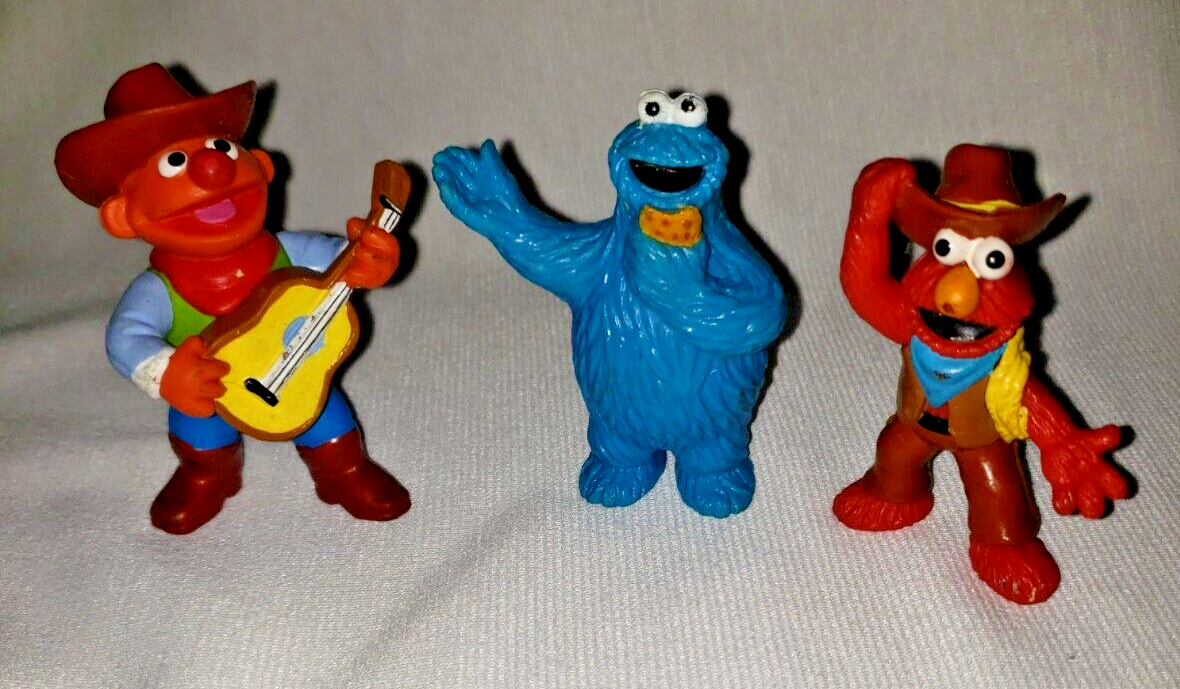 Sesame Street Figures Cookie Monster, Cowboy Elmo, Cowboy Ernie | eBay