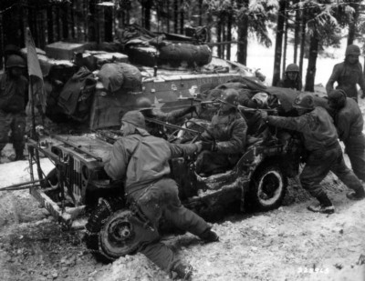 WW2 WWII Photo World War Two US Army Medic Jeep in Snow Willys Ford ...