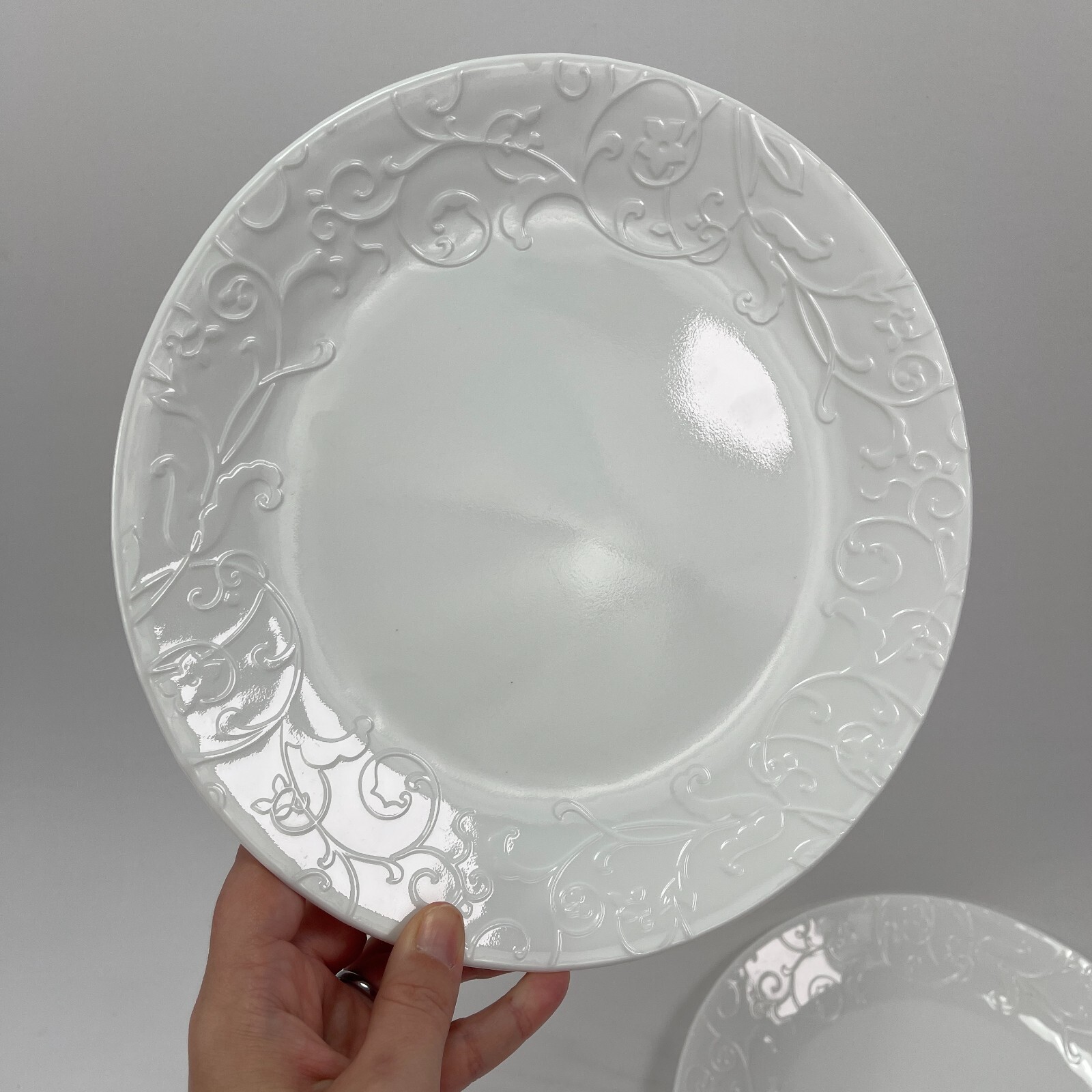 Set of 2 Corelle Vitrelle White Embossed BELLA FAENZA 10" Replacement ...