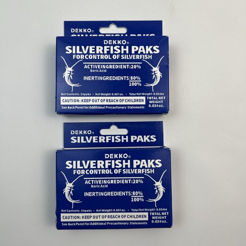 2 Boxes Dekko Silverfish Control Paks Pest Control Bait 48 Packs Total ...