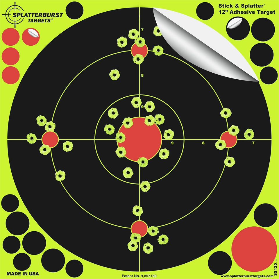 Targets 12 Inch Stick & Splatter Self Adhesive Shooting Targets, Gun ...