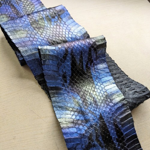 Metallic Floral Genuine Snake Skin Hide Leather Snakeskin Blue | eBay