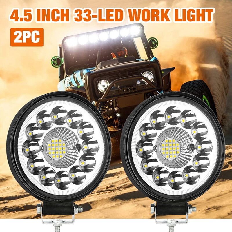 Pair 4.5"Inch Round LED Work Light Offroad Flood Truck SUV ATV Driving ...