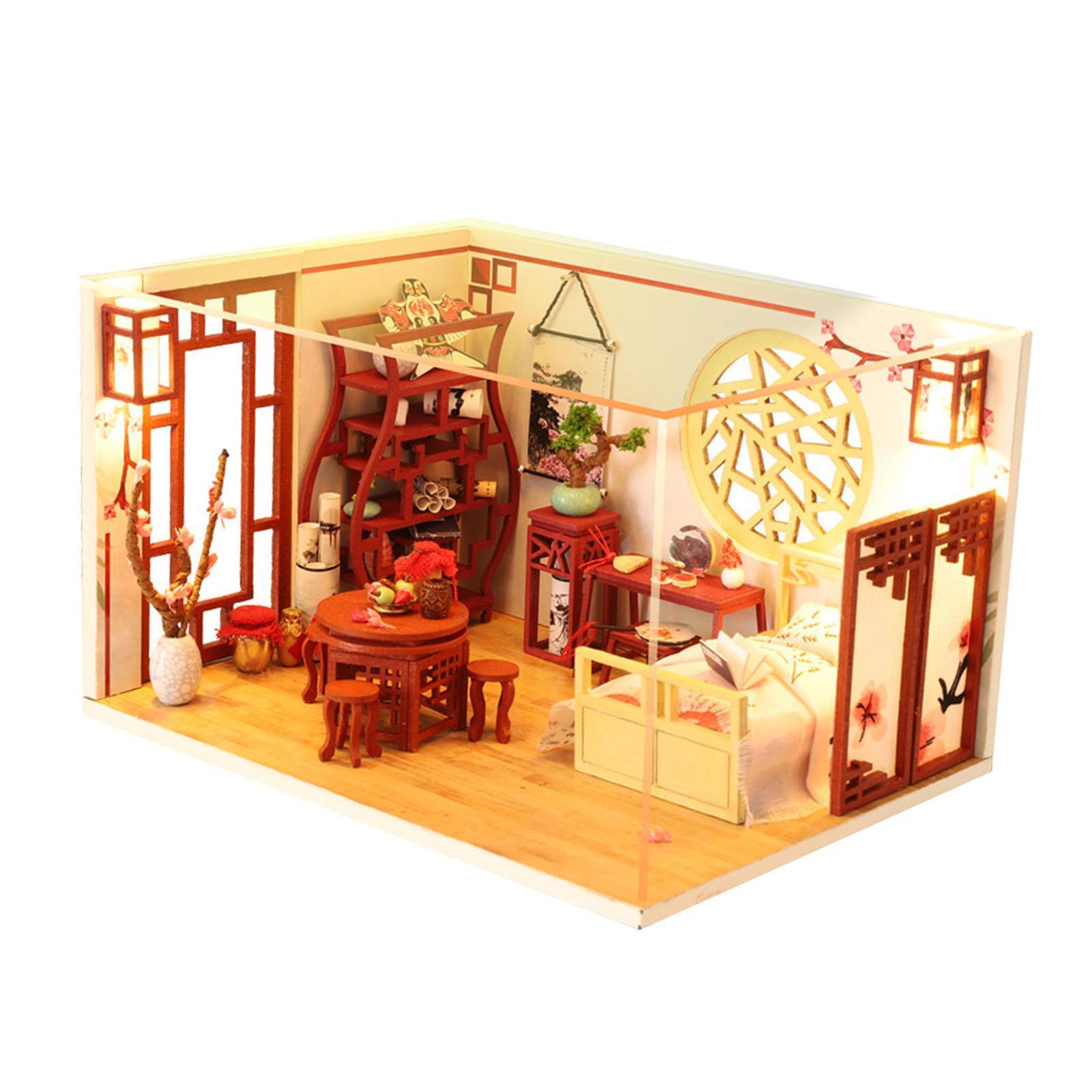 Handmade Mini House Model Toy DIY Miniature Dollhouse with Accessories ...