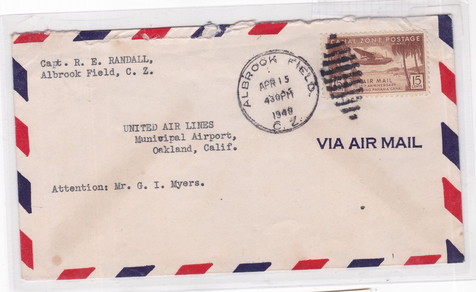 CANAL ZONE ^^^^^AIRMAL cover from ALBROOK field to OAKLAND CA@xx ga ...