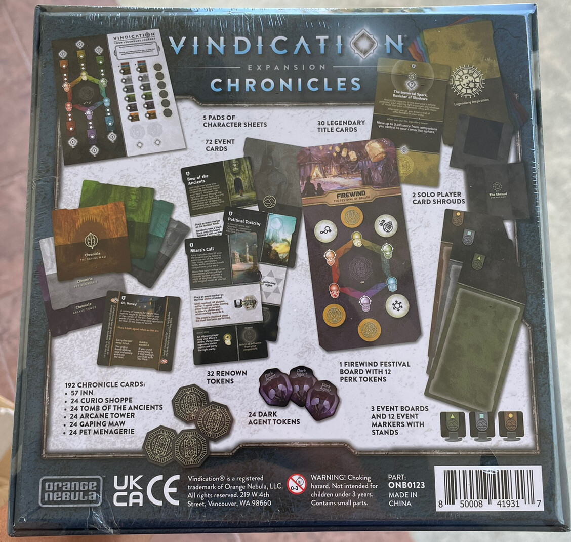 Vindication Chronicles Board Game Expansion by Orange Nebula New Sealed | eBay