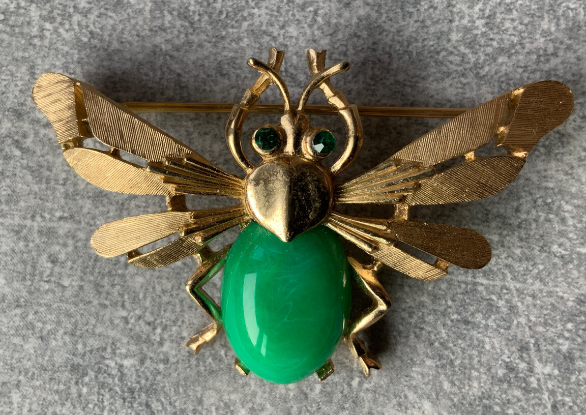 1960s Crown TRIFARI Alfred Philippe Bee Insect Brooch… - Gem