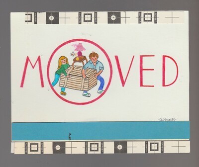 WE HAVE MOVED Cartoon Family Moving Furniture 5.5x4.5" Greeting Card ...