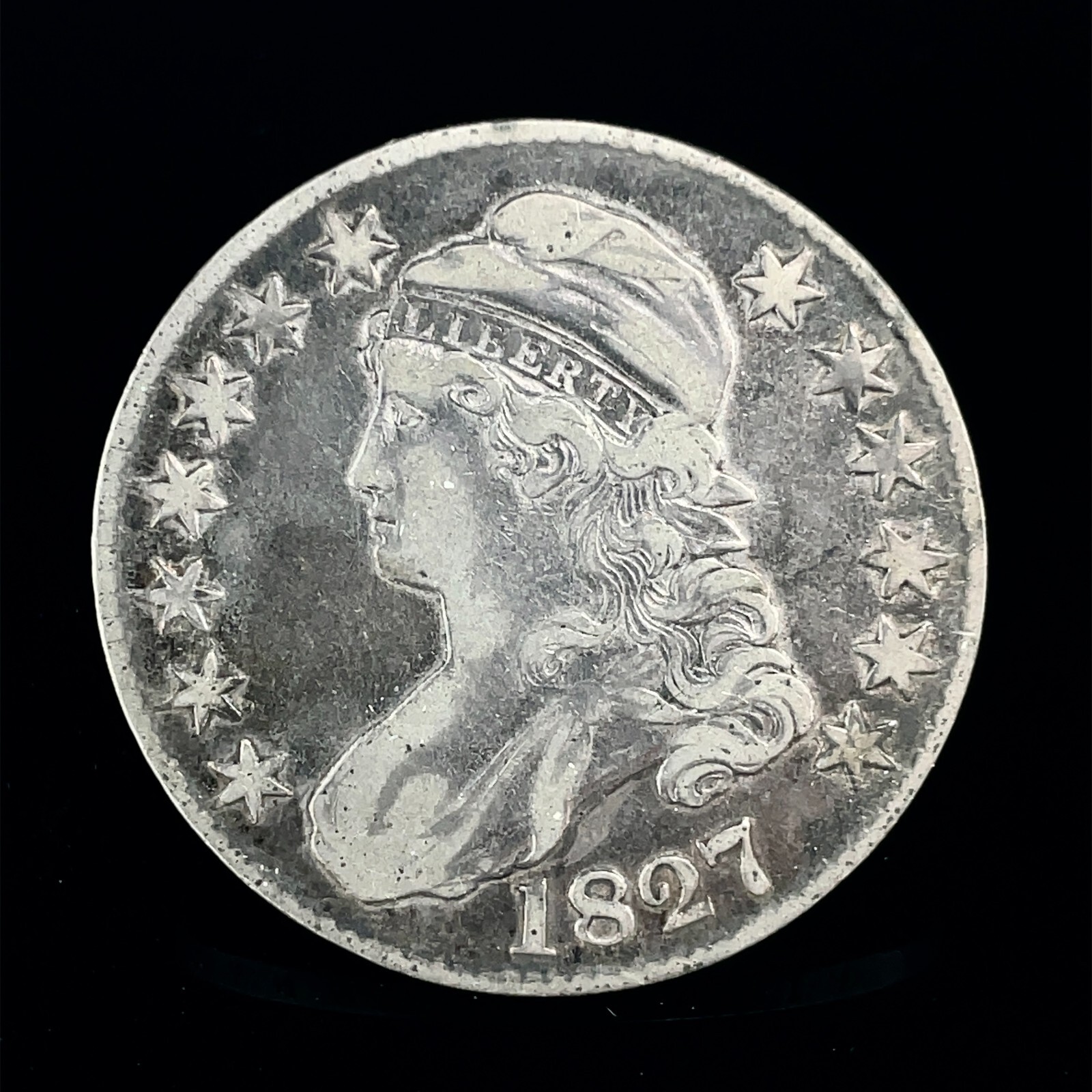 1827 Capped Bust Half Dollar, Square Base 2 XF. 50c U.S. Silver Type ...