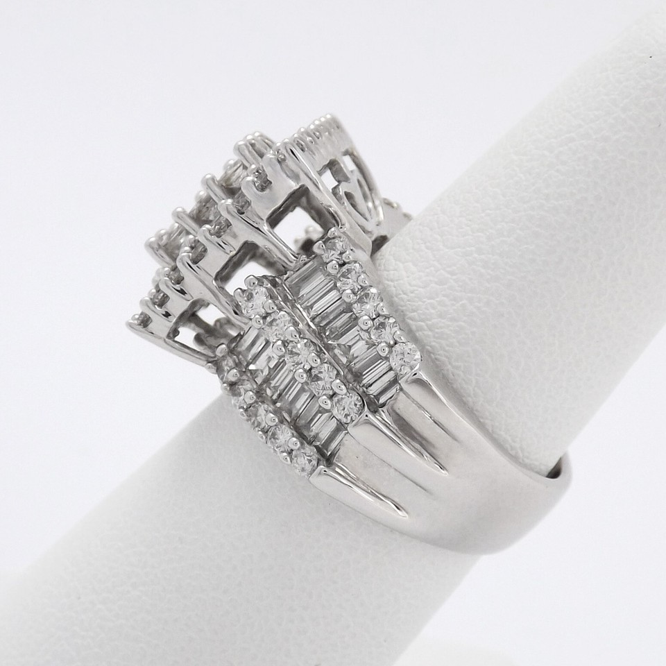 14k Gold Natural Diamond Ring Invisible Setting Princess Cut Round ...