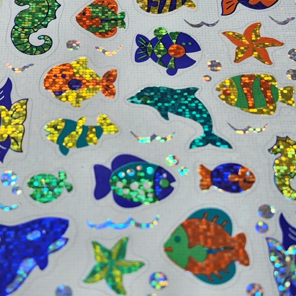 VINTAGE AMERICAN GREETINGS STICKER WORLD PRISMATIC FISH STICKERS NOS ...