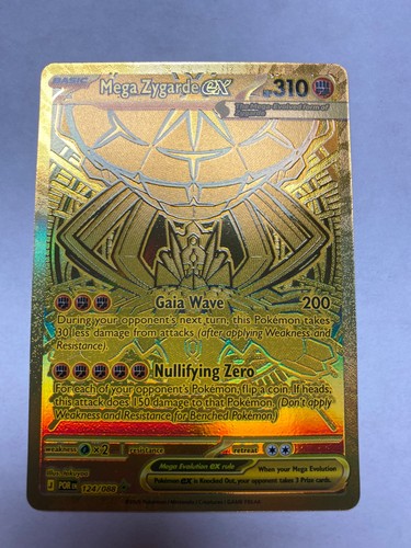 Pokémon Mega Zygarde Ex Full Art Foil Card 124 088 Gold Perfect