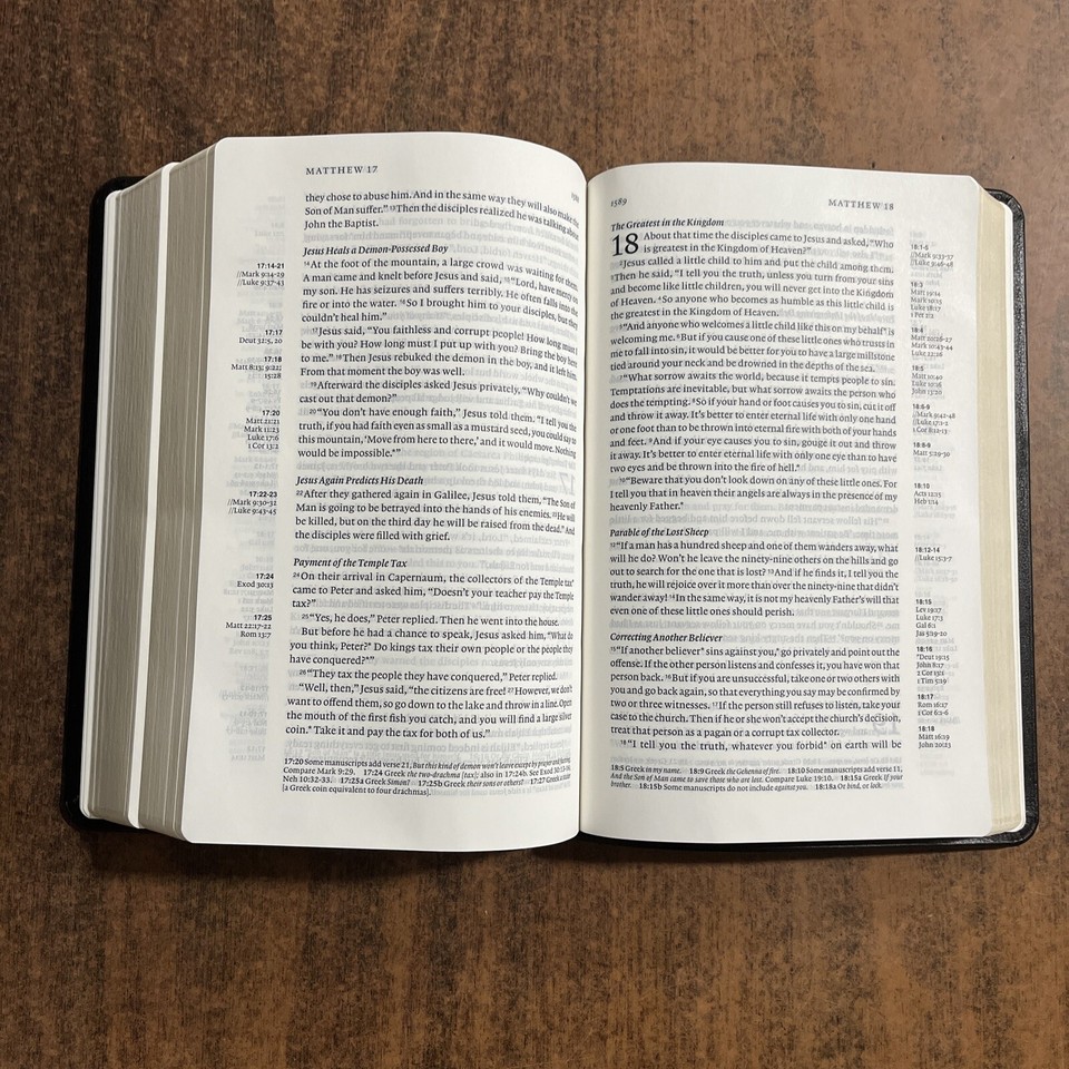 NLT Select Reference Bible - Black Calfskin Genuine Leather - Single ...