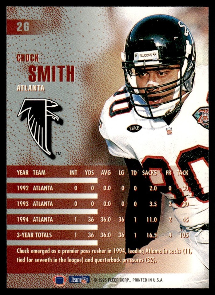 1995 Fleer Chuck Smith Atlanta Falcons #26 | eBay
