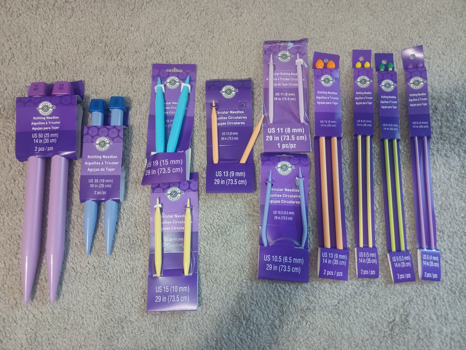 Lot of 11 NIP Loops & Thread circular straight knitting needles mixed ...