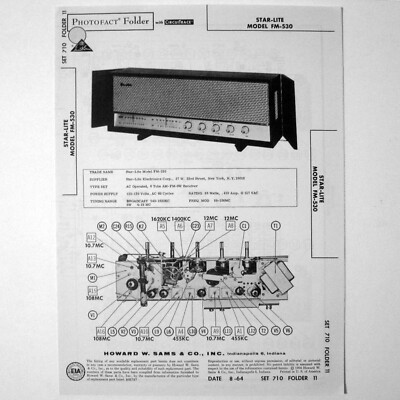 Star-Lite Model FM-530 Six Tube AM FM SW Receiver SAMS Photofact ™ 1964 ...