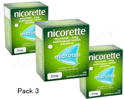 Nicorette Microtab 2mg Original 100 Tabs Expiry 04-2026 (3 Boxes) | eBay UK