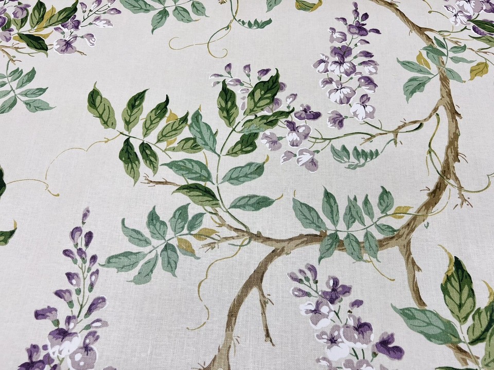 Colefax & Fowler Wisteria Floral Glazed Print Fabric Alderney Linen ...