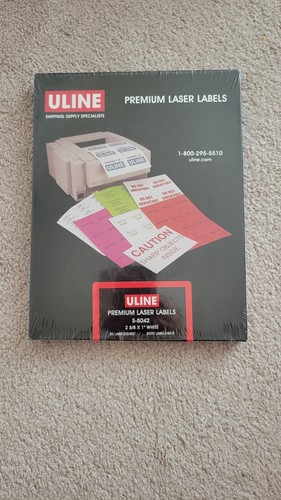 Uline S-5042 Premium Laser Labels White 2 5/8" X 1" 3000 Labels | eBay