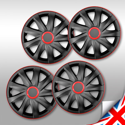 16" HUB CAPS 16 Inch Wheel Trims HQ ABS Plastic Universal Push-In Set ...