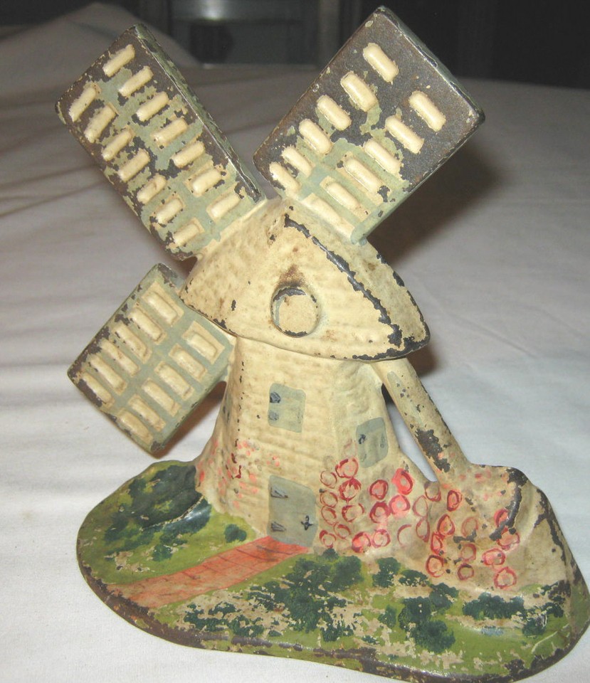 ANTIQUE COUNTRY PRIMITIVE USA CAST IRON WINDMILL ART STATUE SCULPTURE ...