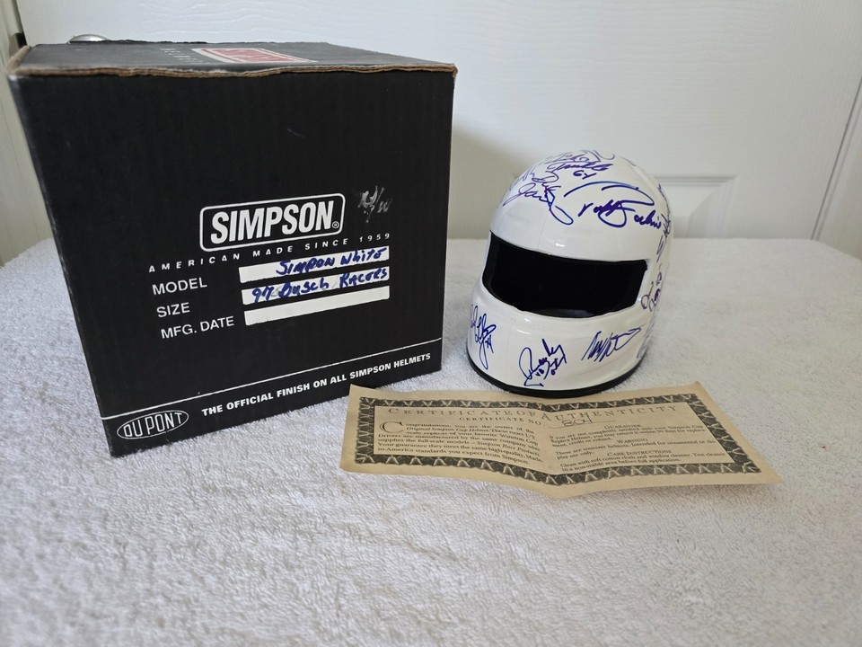 MULTI-SIGNED 1/2 Scale Replica Simpson Helmet NASCAR w/list of 1997 ...