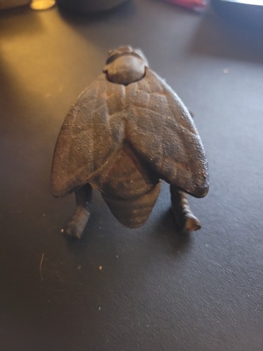 Vtg Original Cast Iron Fly Insect Match Holder Hinged Metalware Ashtray ...