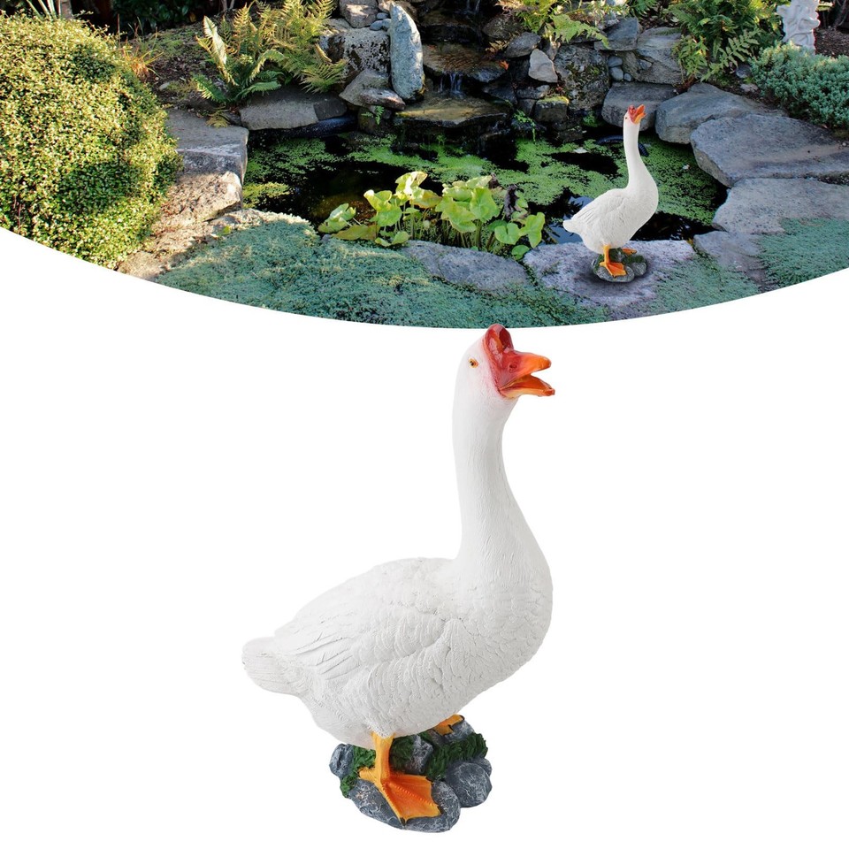 Goose Statue Farm Animal Figurine Resin Goose Sculpture Garden Ornament ...