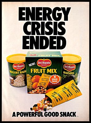 1985 Del Monte Dried Fruits Vintage PRINT ADVERTISEMENT Fruit Mix Snack ...