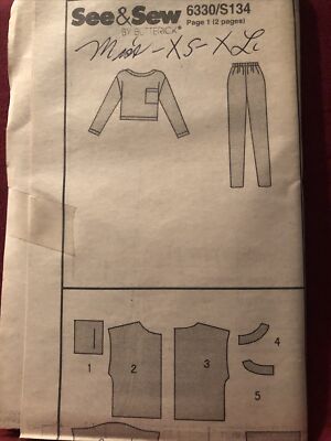 Butterick Pattern Miss 6330 Top & Pants Size XS-XL Uncut No Envelope | eBay
