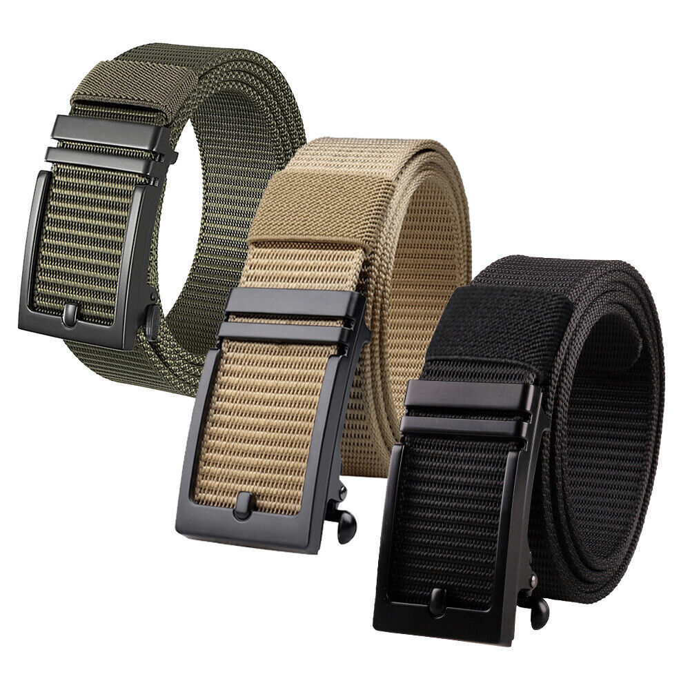 Mens Ratchet Belt Nylon Web Belts for with Automatic Slide Buckle ...