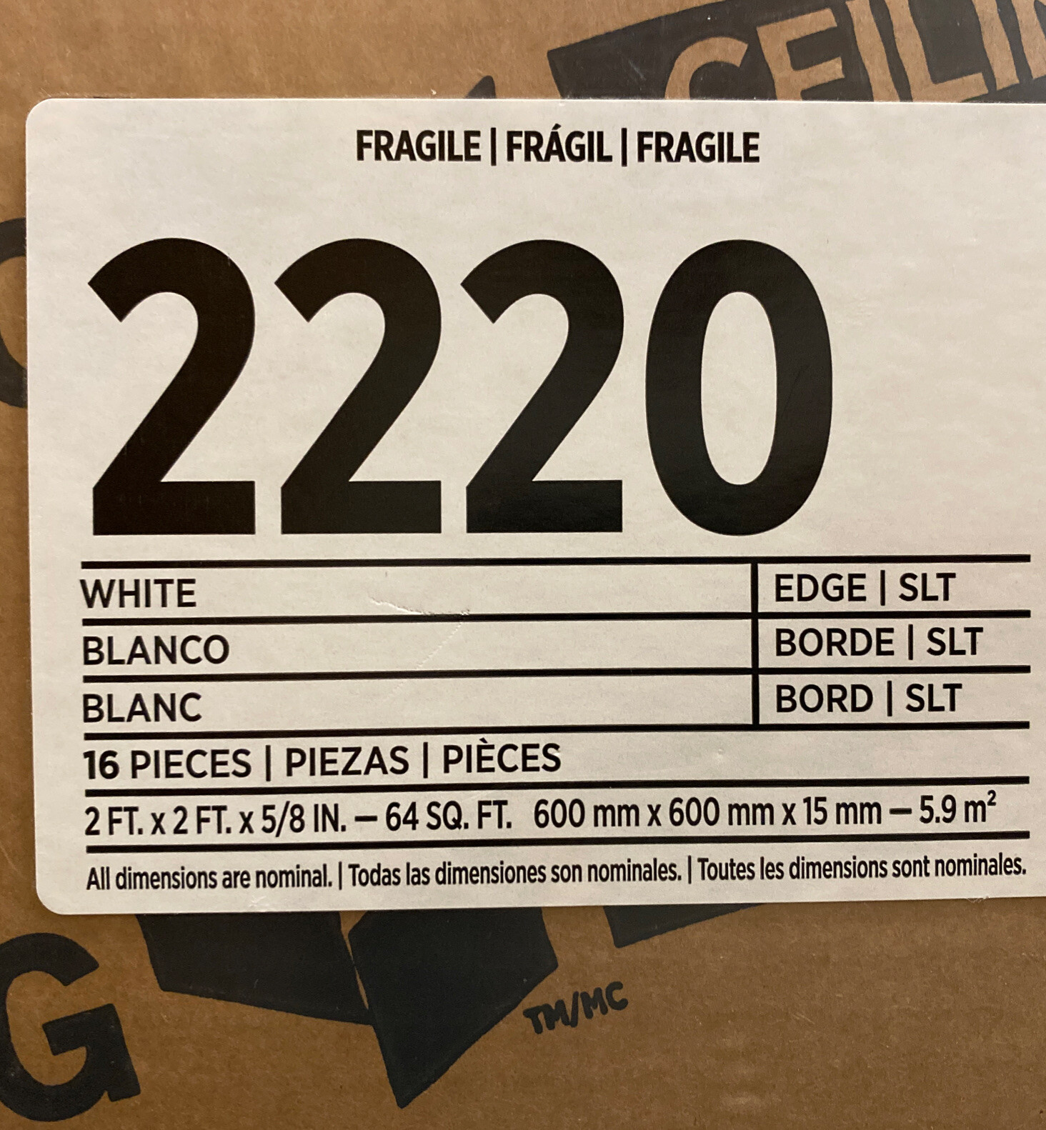 USG Radar R2220 Ceiling Panel Perlite Mineral Fiber WHT 24" x 24 ...