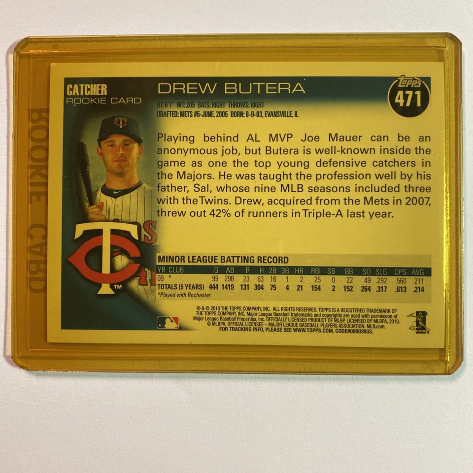 2010 TOPPS DREW BUTERA #471 RC MINNESOTA TWINS | eBay