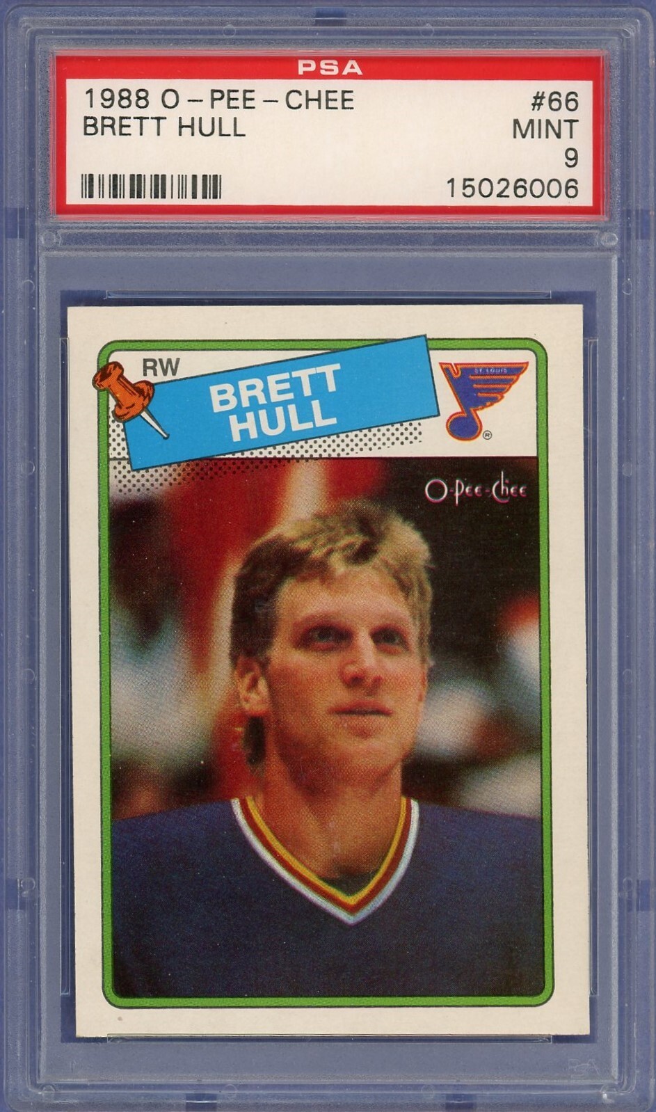 1988 O-Pee-Chee OPC Hockey #66 Brett Hull St. Louis Blues RC Rookie PSA ...