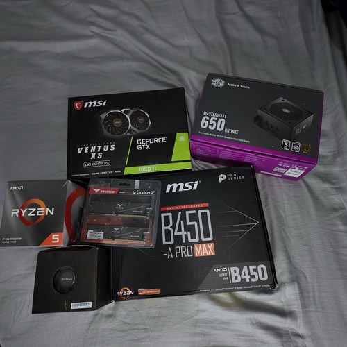 GAMING PC PARTS / 1660 TI + B450 A PRO MAX + 650W PSU + RYZEN 3600X ...