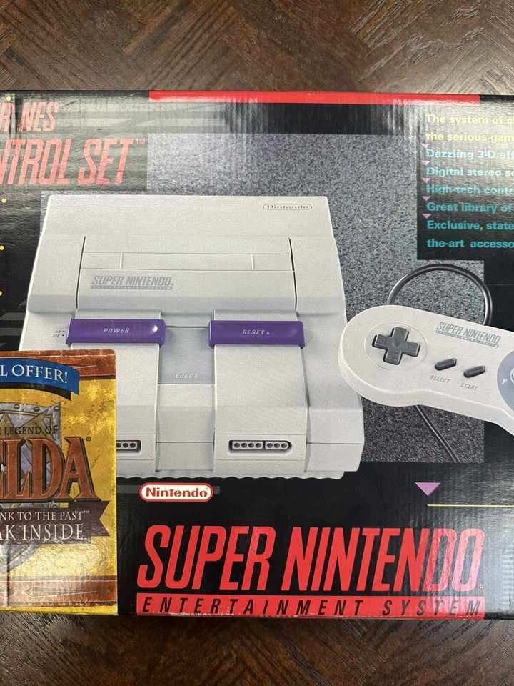 1992 SNES Control Set Super Nintendo Console Zelda Bundle CIB Complete ...
