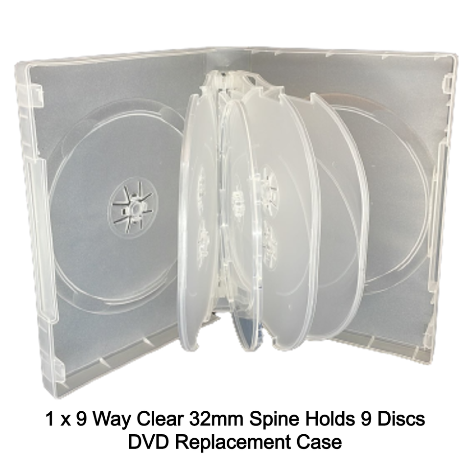 1 x 9 Way Clear DVD 32mm Spine Holds 9 Discs Empty Brand New ...