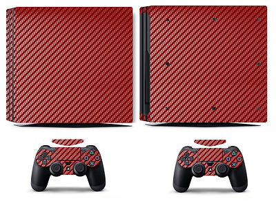 Red Carbon Fiber Vinyl Skin Sticker Cover for Sony PS4 Pro PlayStation ...